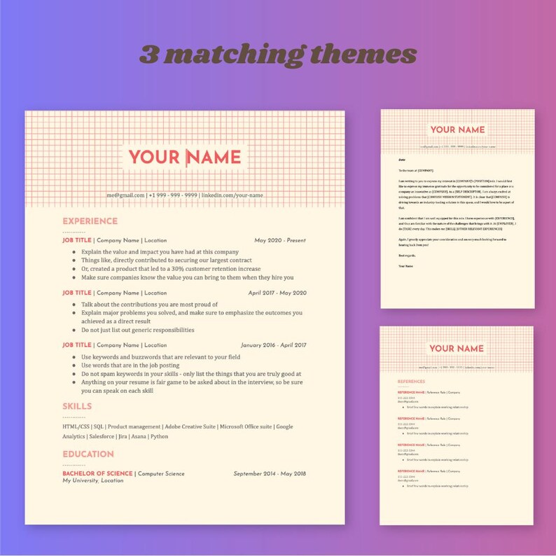 ATS Friendly Unique Professional Resume Google Docs Template Kit With ...