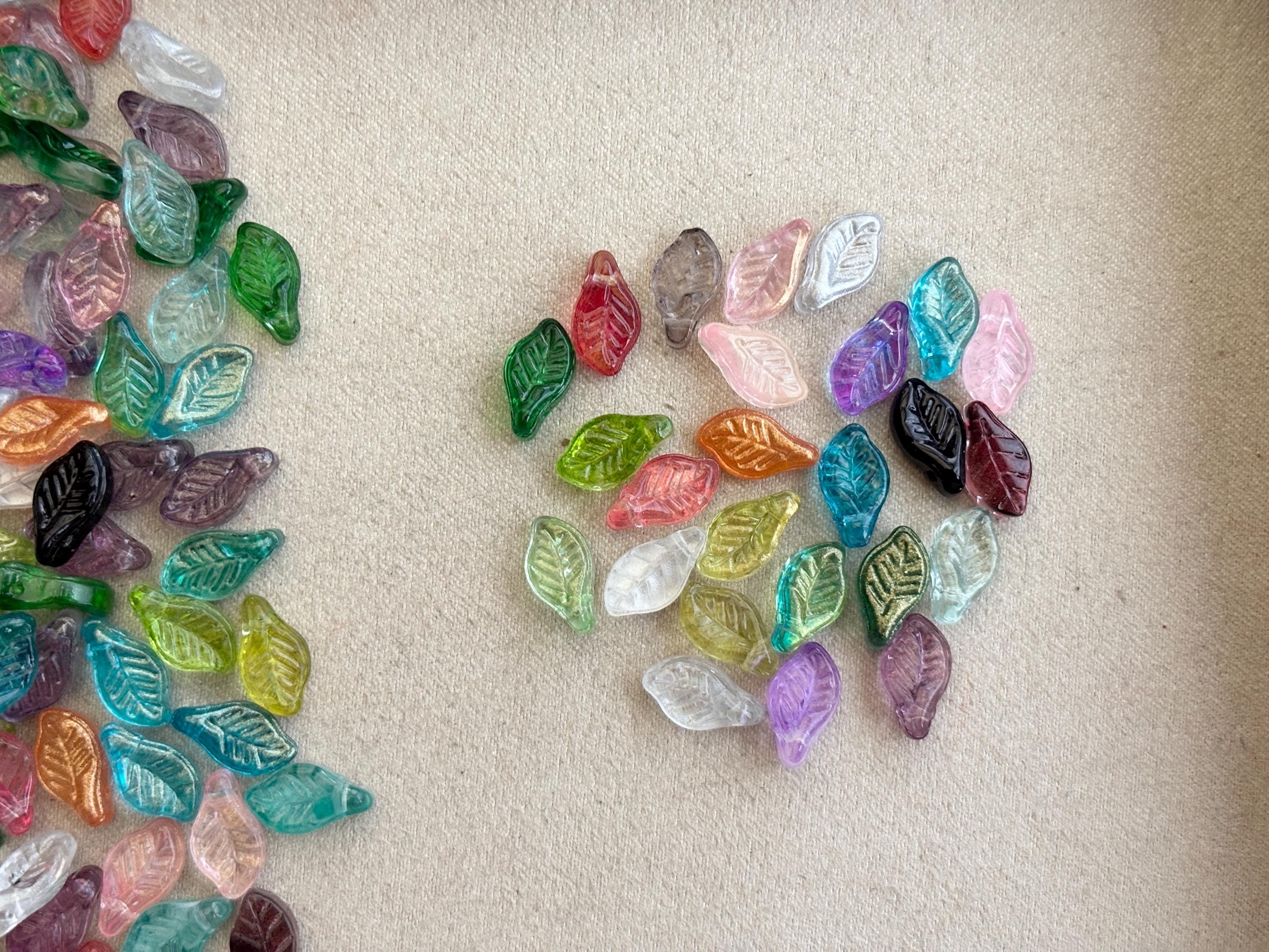 Glass Leaf Beads Mix | Multicolor Leaf Glass Beads | Nature Inspired ...