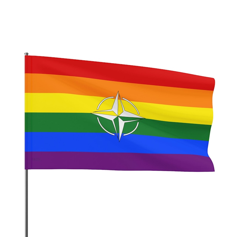 Double Sided Flag, NATO Compass Symbol, LGBTQ+ Pride, Solidarity Banner ...