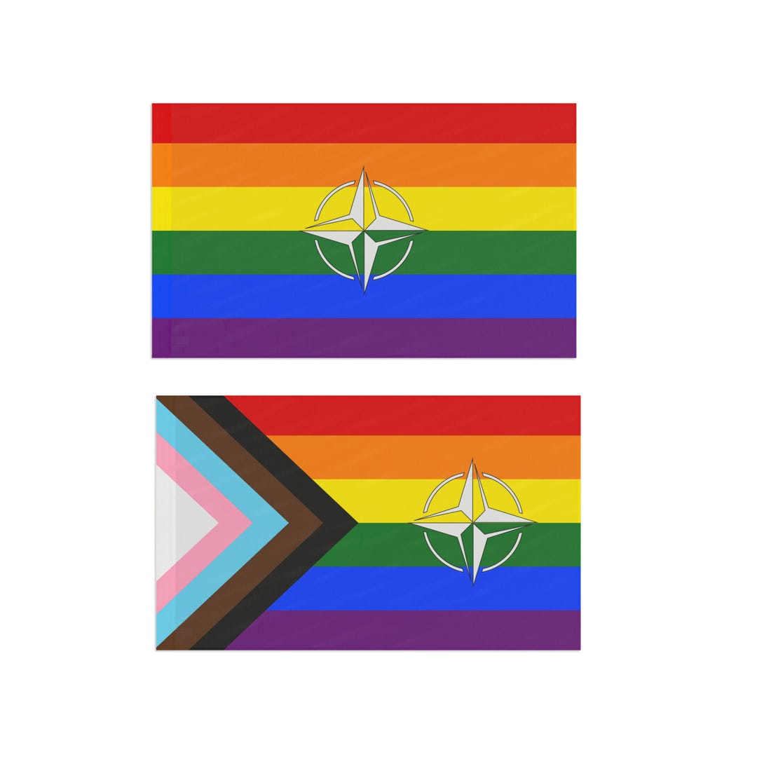 Double Sided Flag, NATO Compass Symbol, LGBTQ+ Pride, Solidarity Banner ...