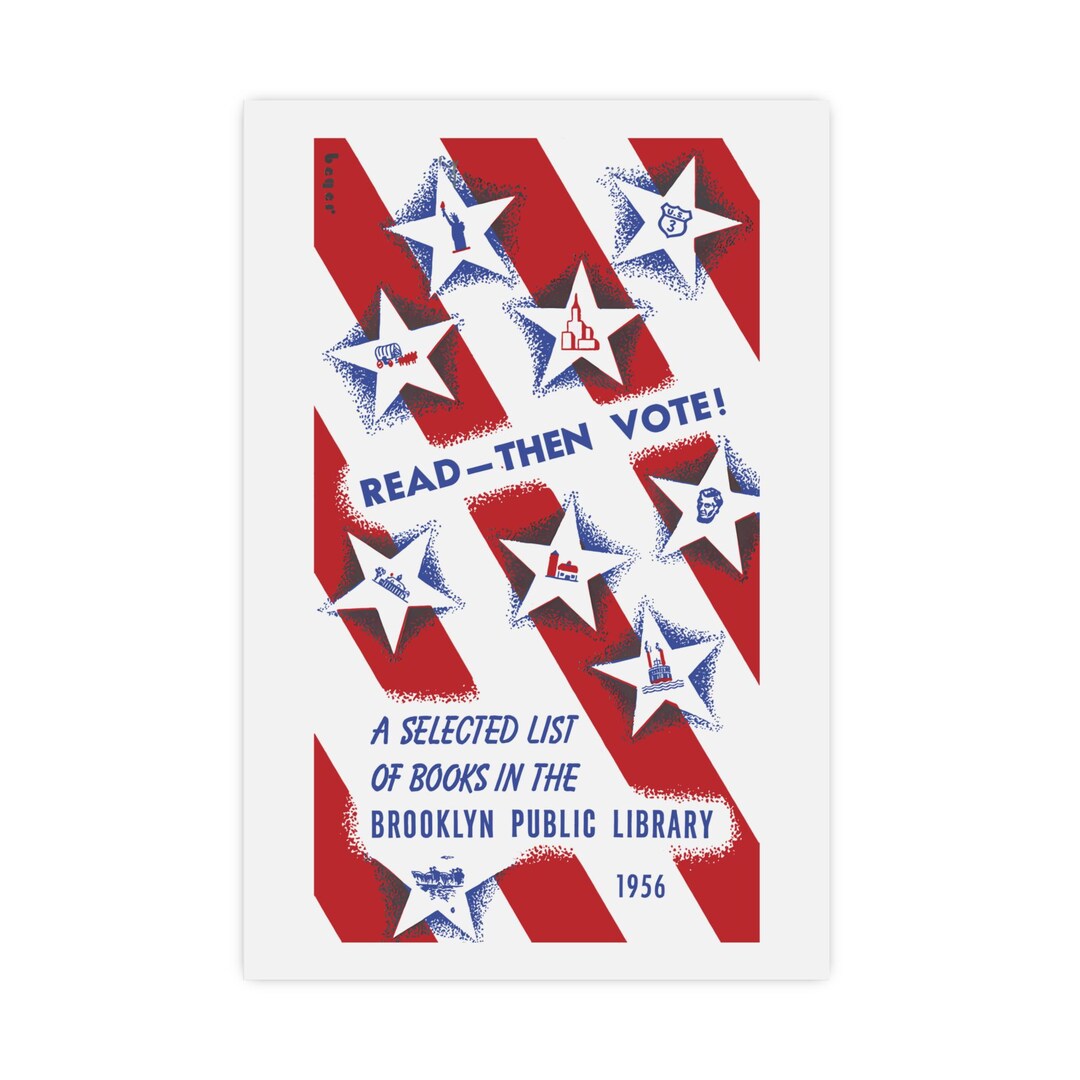 Voting Poster, Mid Century Modern Wall Art, Read Then Vote, 1956 ...