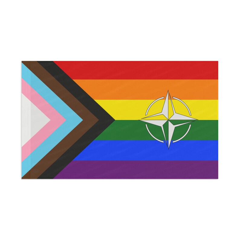 Double Sided Flag, NATO Compass Symbol, LGBTQ+ Pride, Solidarity Banner ...