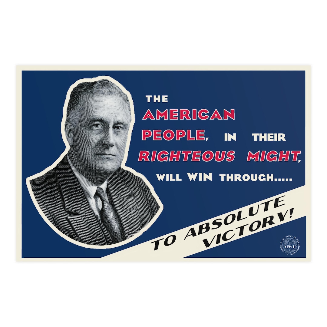 Matte Poster, WW2 Propaganda FDR Portrait Day of Infamy Speech Vertical ...