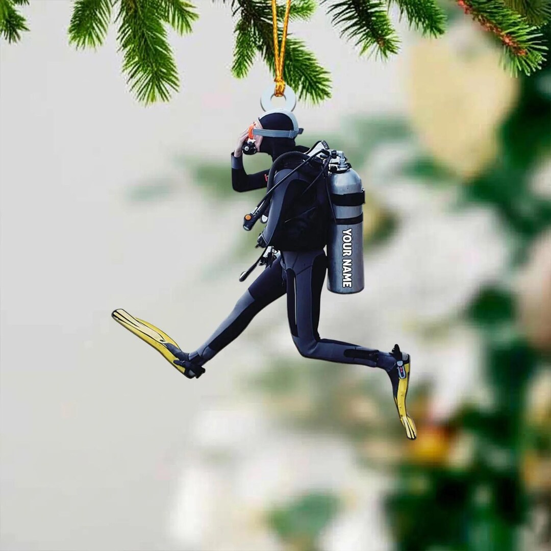 Custom Scuba Diving Christmas Ornament, Scuba Diving Gear Acrylic ...