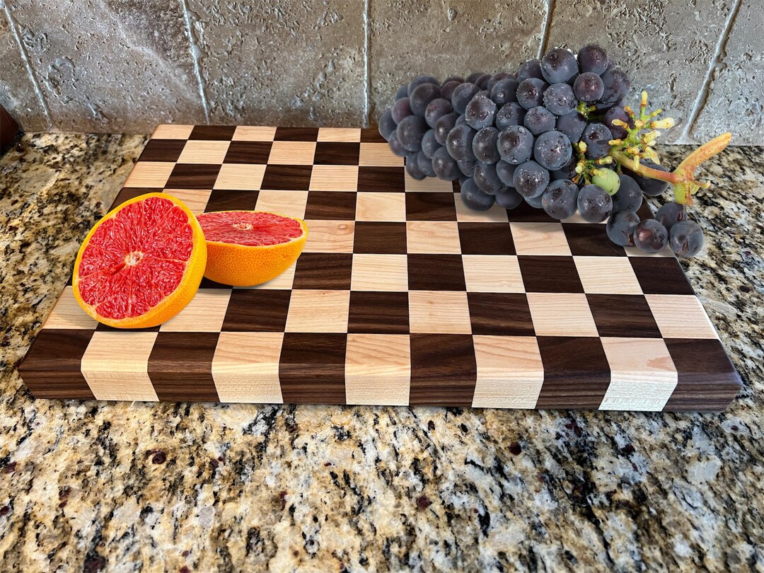 Maple & Walnut Checkerboard Cutting Board | Handmade Wood Cutting Board ...