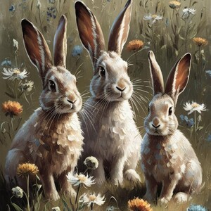Three Bunnies - Instant Download Printable - Easter Spring Bunny ...