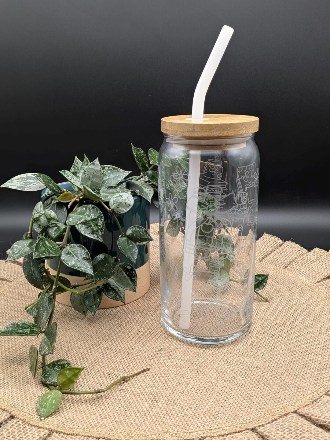 Etched Libbey Glass Can: Reader, Book Lover - Etsy