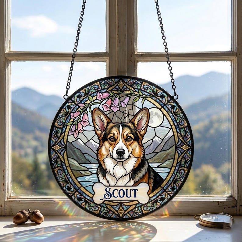 Personalized Dog Portrait Stained Glass Suncatchers, Cat Loss Keepsake ...