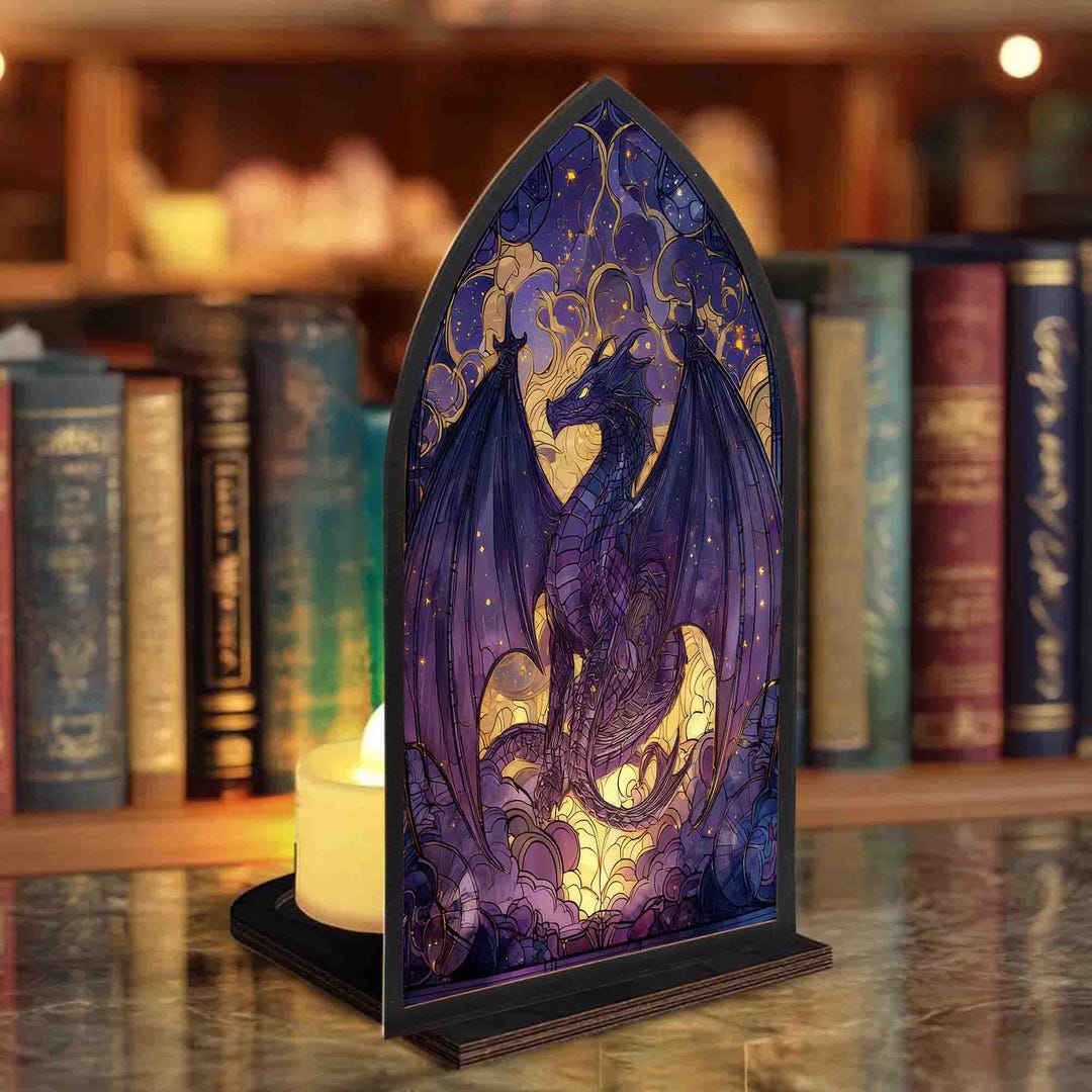 Fantasy Book Nook Four Wing, Dragon Library Insert Suncatcher Candle ...