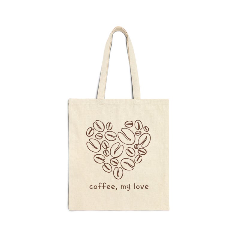 Coffee Lovers Tote Bag, Coffee Bean Heart Design, Eco Friendly Canvas ...