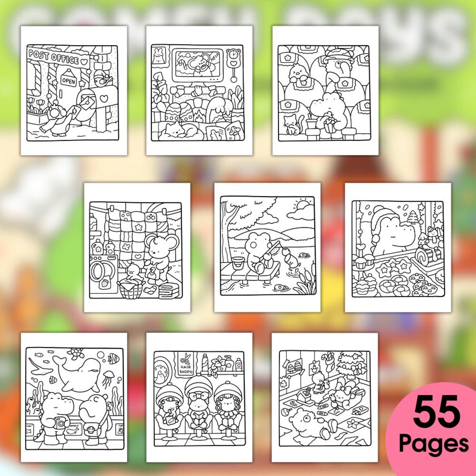 Comfy Days Coloring Book – 55 Cute Kawaii Printable Pages | Cozy ...