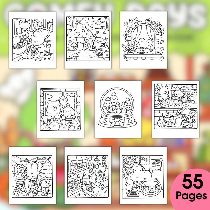 Comfy Days Coloring Book – 55 Cute Kawaii Printable Pages | Cozy ...