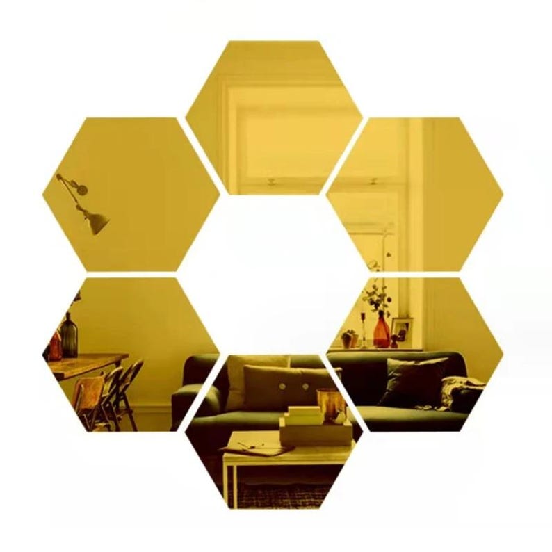 3D Hexagon Mirror Wall Stickers – 6 or 12 Piece Set - Etsy