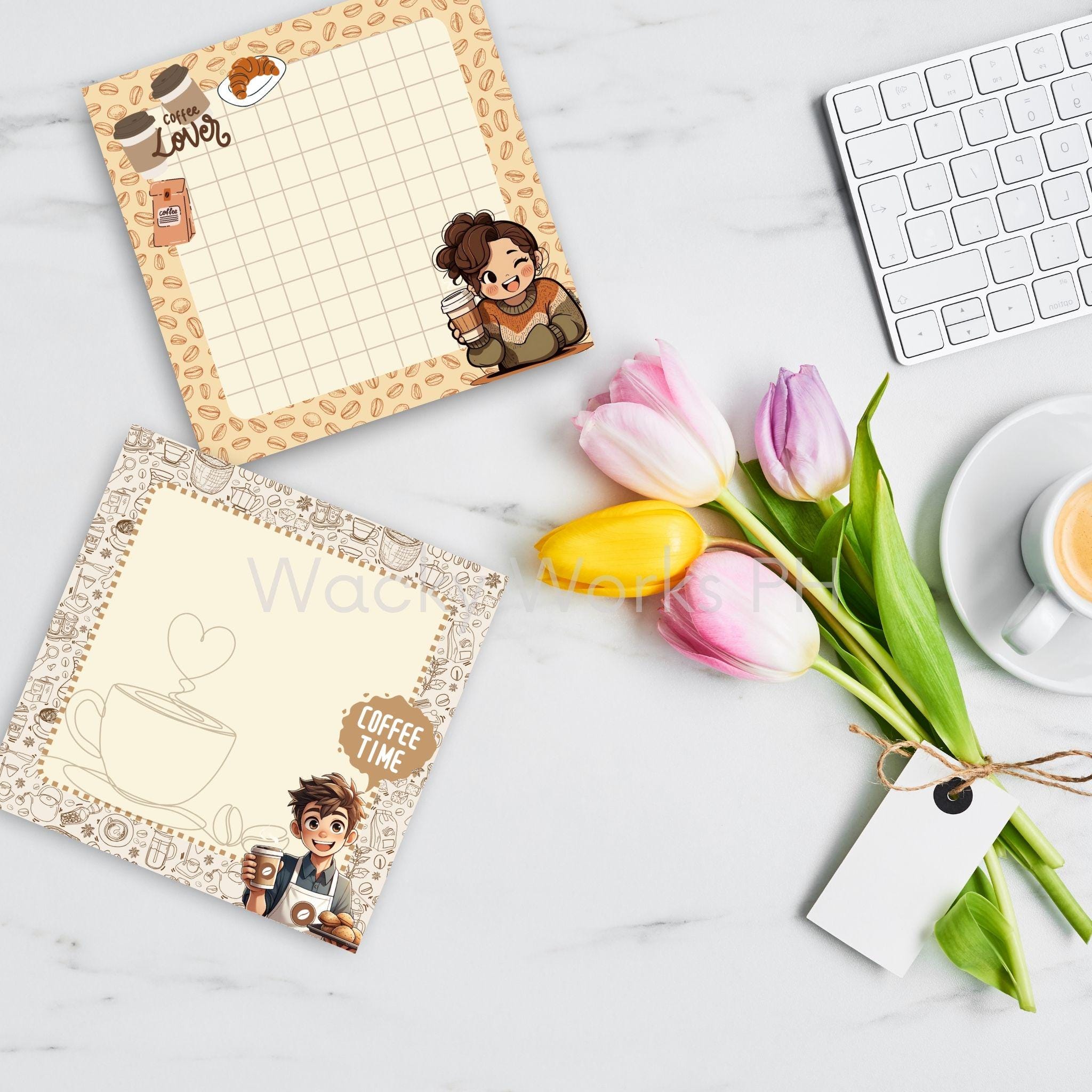 Coffee-themed Digital Notepad: Printable Sticky Notes (3x3, PNG & PDF ...