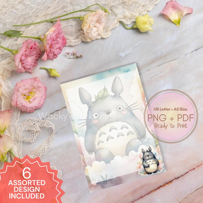 Totoro Notepad Printable Template: Kawaii Stationery (digital Download ...