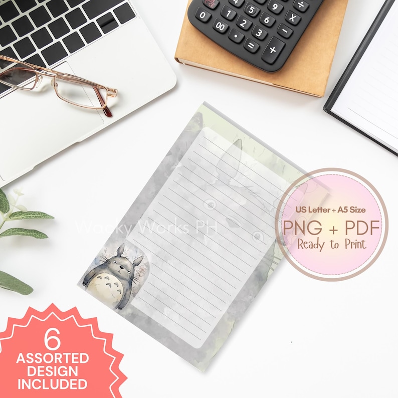 Totoro Notepad Printable Template: Kawaii Stationery (digital Download ...