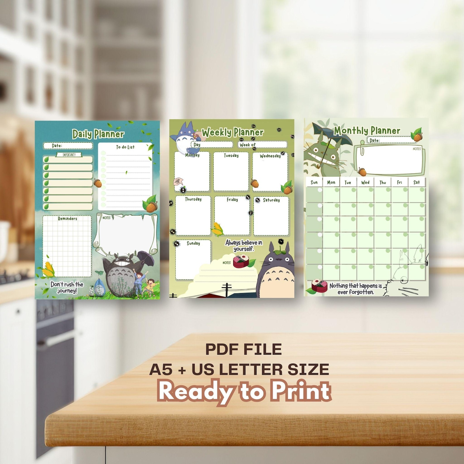 Totoro Inspired Themed Digital Planner | Daily, Weekly & Monthly PDF ...