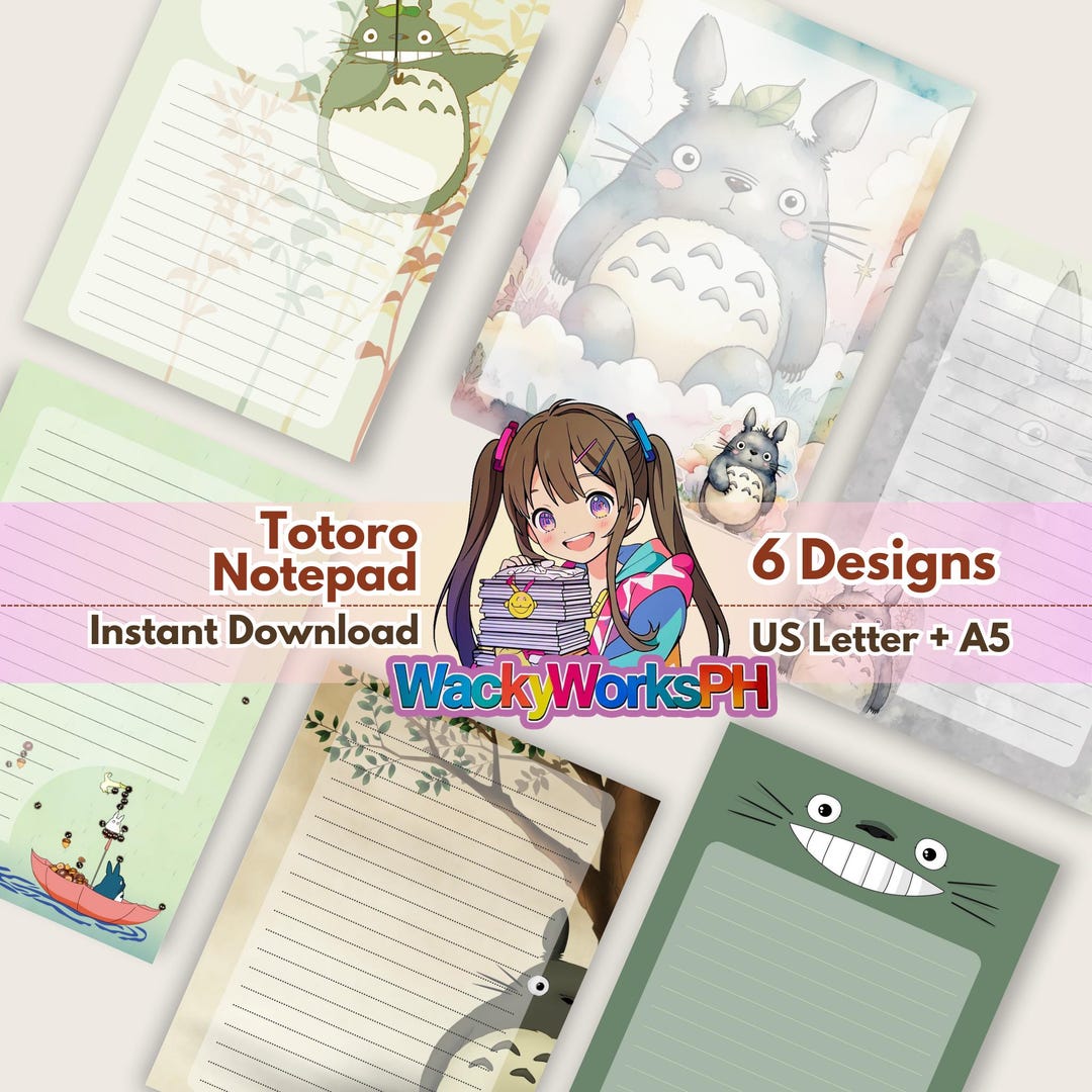 Totoro Notepad Printable Template: Kawaii Stationery (digital Download ...