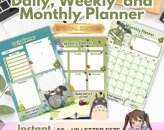 Totoro Inspired Themed Digital Planner | Daily, Weekly & Monthly PDF ...