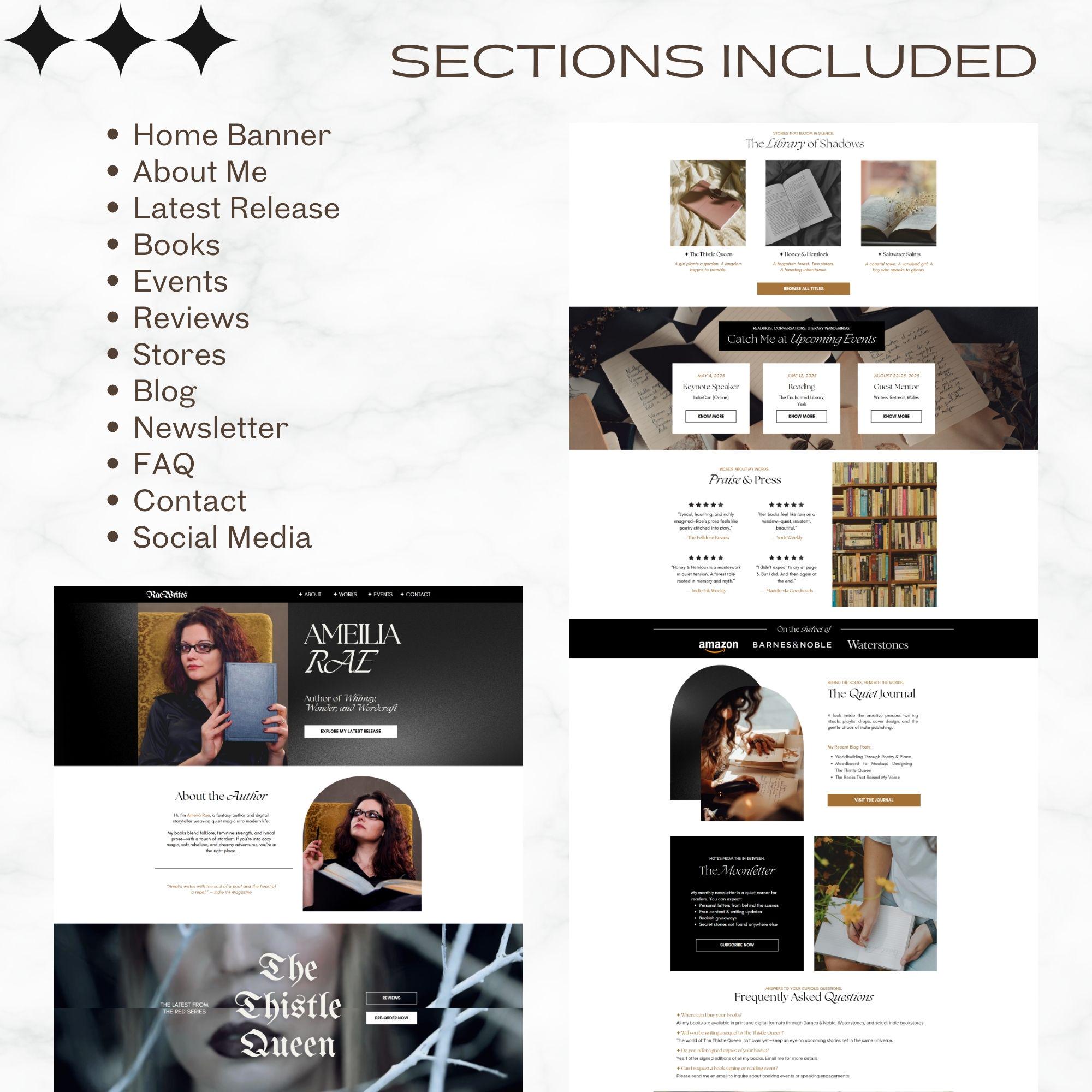 Dark Author Website Template, Canva Website Template for Authors ...