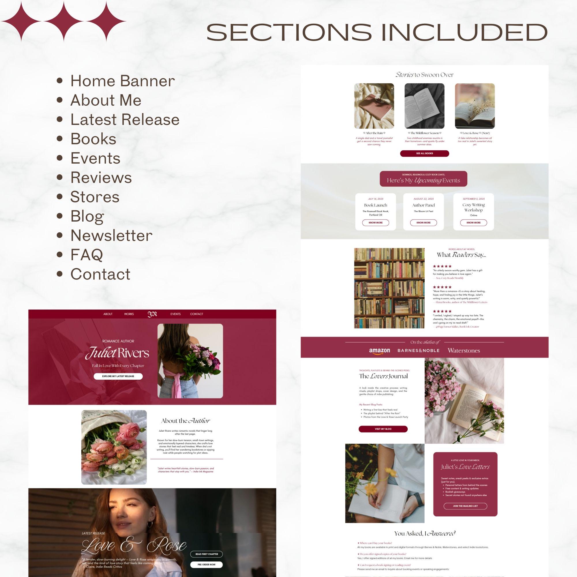 Canva Website Template for Romance Authors | Feminine Editable Landing ...