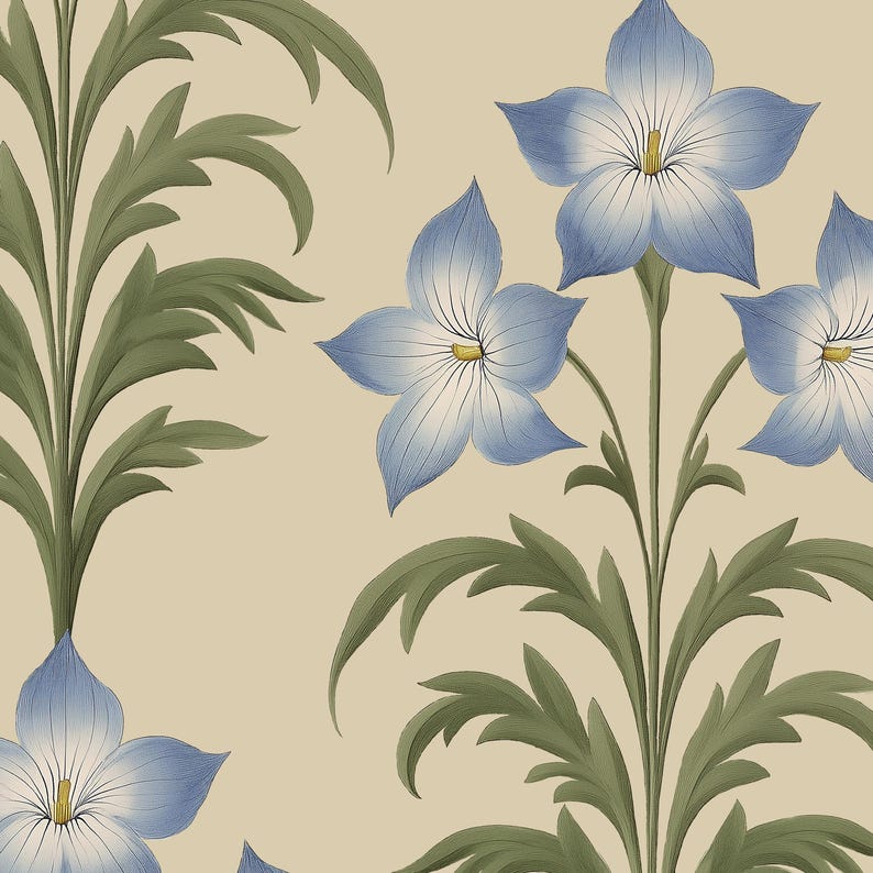 Bluebell Vintage Floral Pattern – Seamless Botanical Digital Paper ...