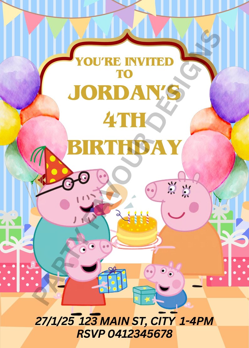 Digital Peppa Pig. Blues Clues Theme Personalised Birthday Invitation ...