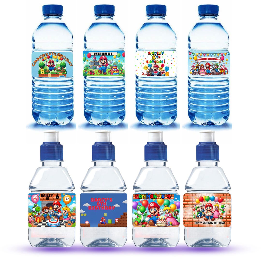Digital Mario Bros. Gamer. Theme Personalised Water/pop Top Label. - Etsy