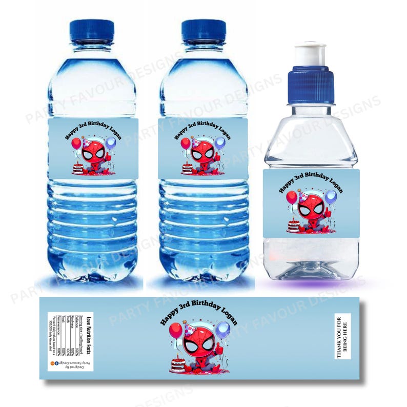 Digital Spiderman Personalised Water/pop Top Label. - Etsy Australia