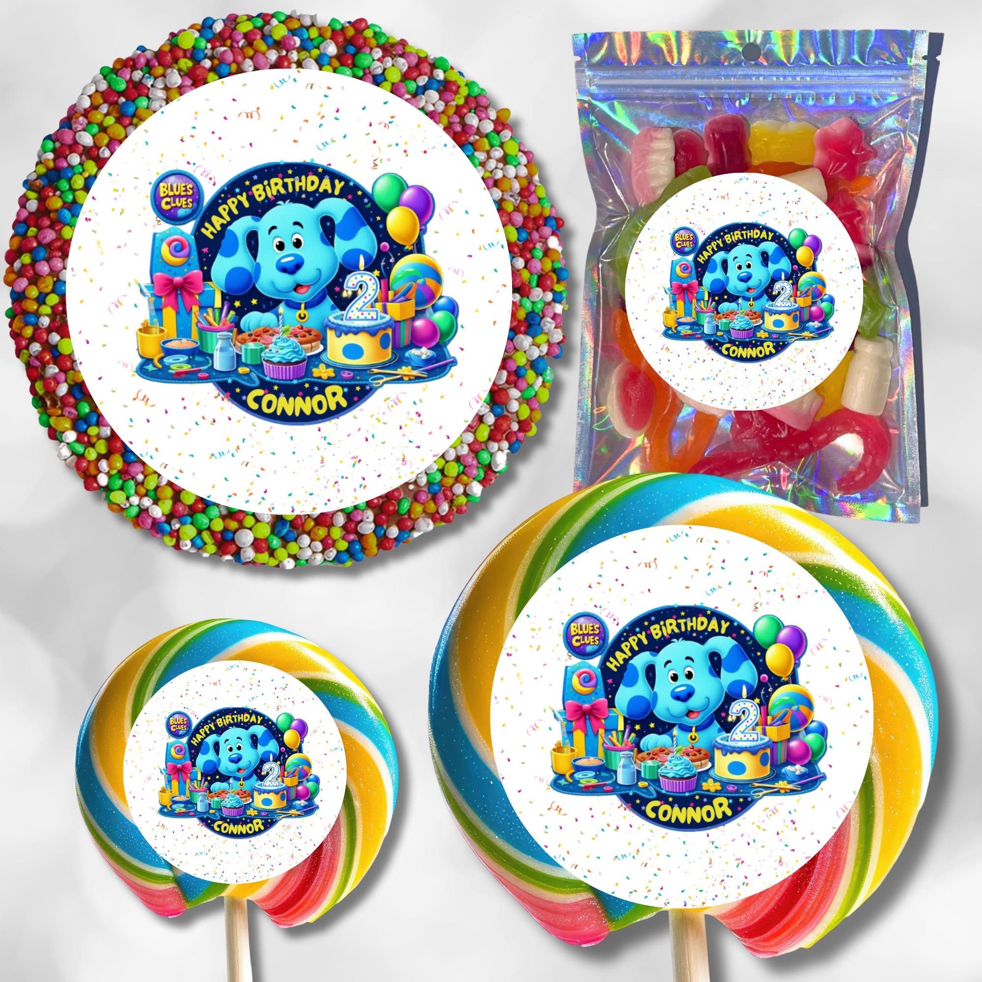 Hard Copy Peppa Pig/ Blues Clues Theme. Personalised Round Labels ...