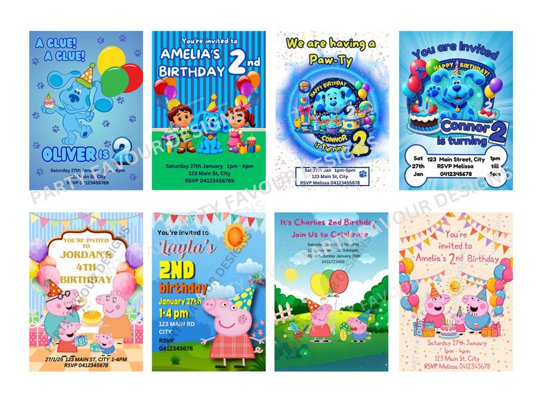 Hard Copy Peppa Pig. Blues Clues Theme Personalised Birthday Invitation ...