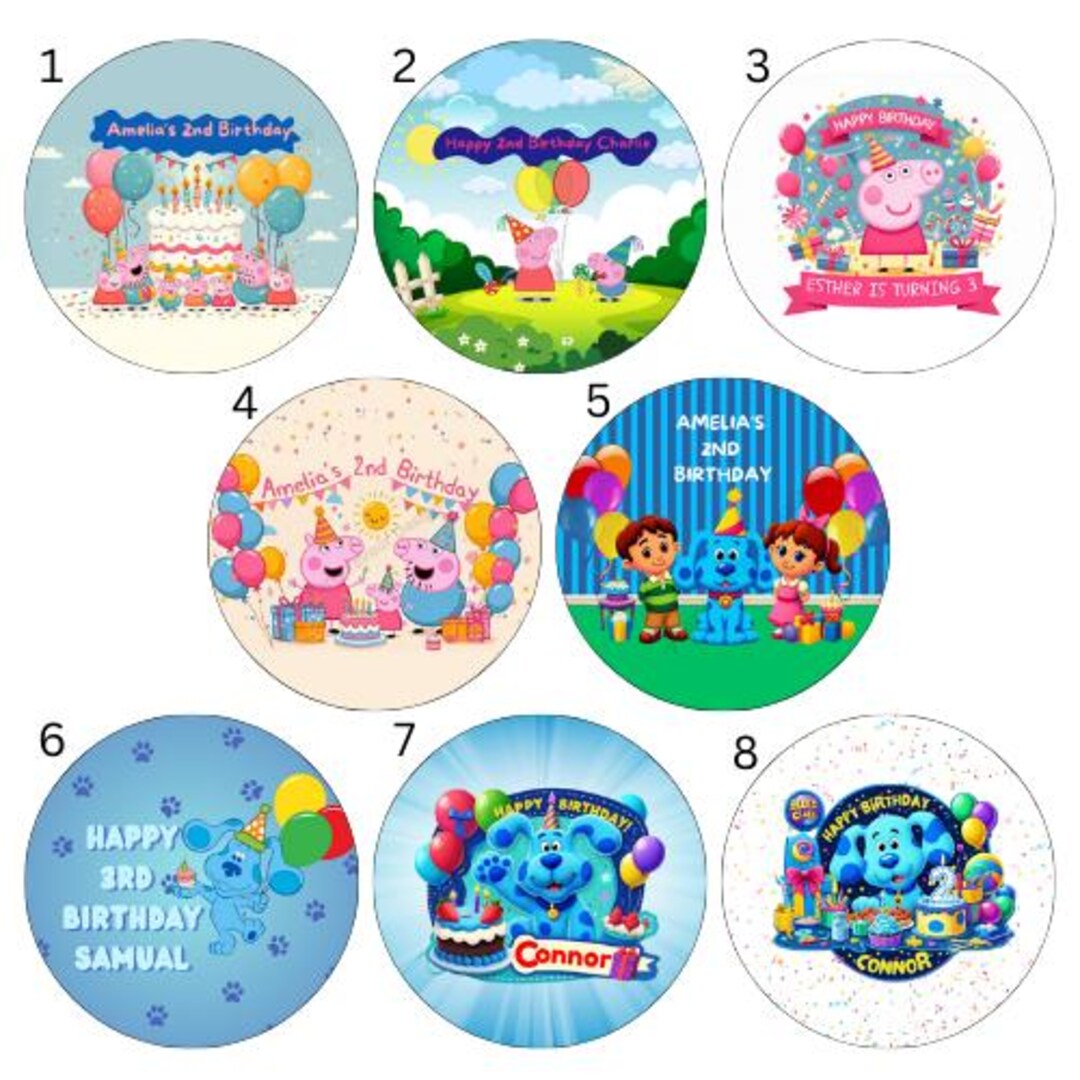 Hard Copy Peppa Pig/ Blues Clues Theme. Personalised Round Labels ...
