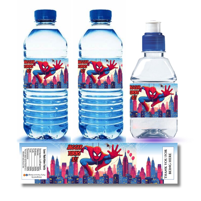 Digital Spiderman Personalised Water/pop Top Label. - Etsy Australia