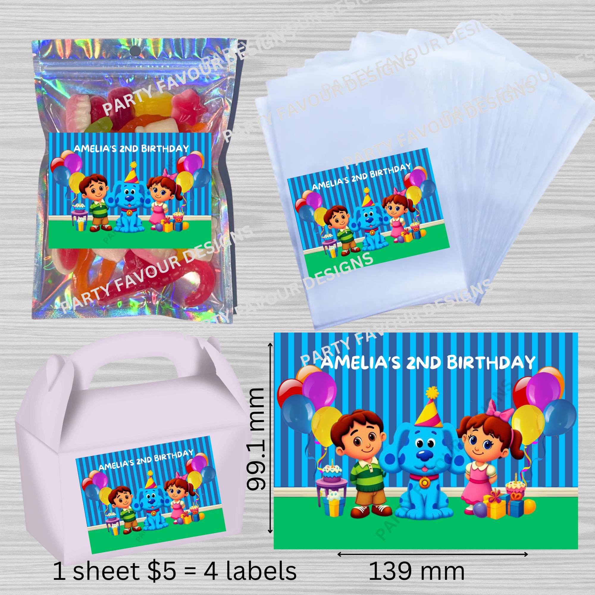 Digital Peppa Pig. Blues Clues Theme / Personalised Lolly Bag, Box ...