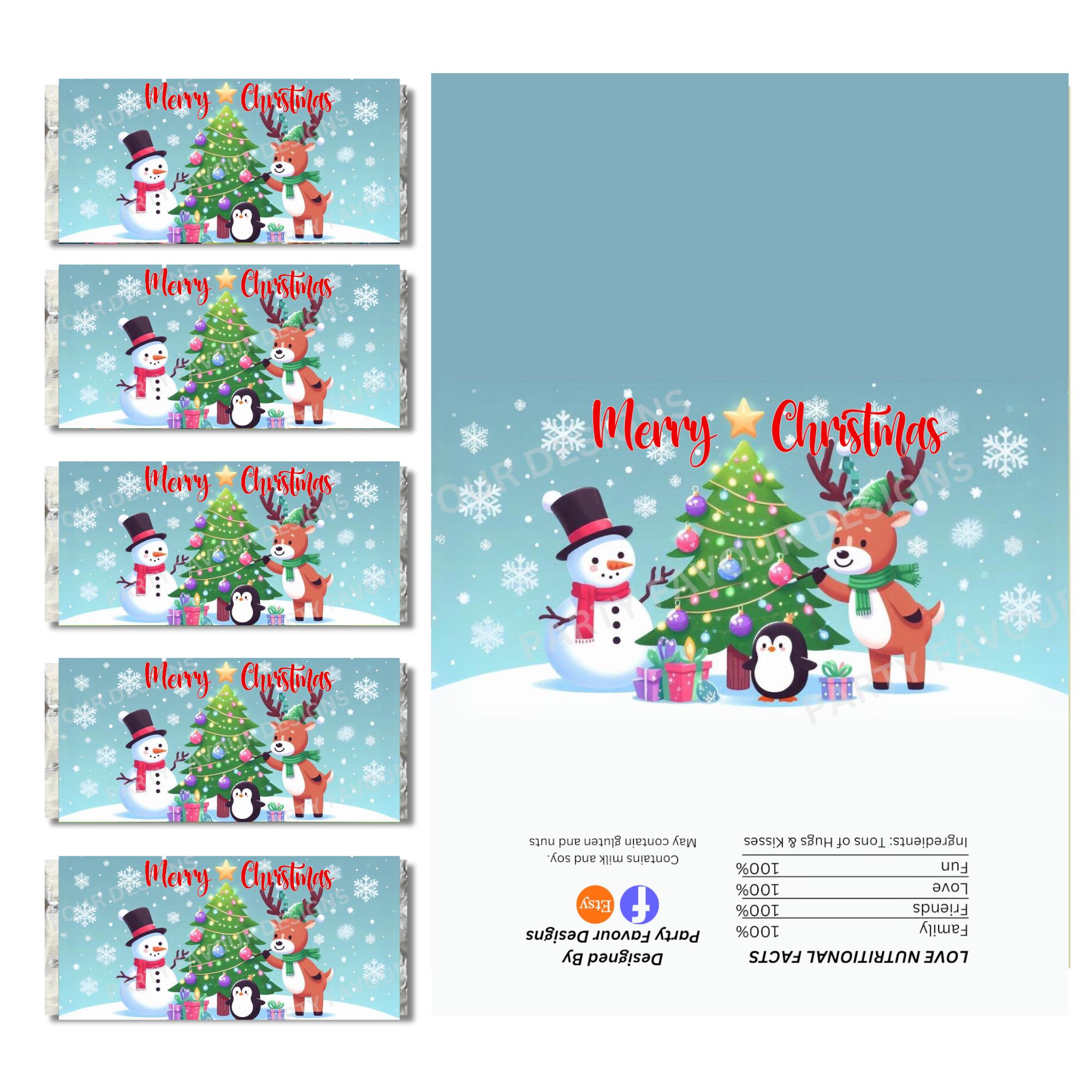 Digital Christmas Theme / Personalised Chocolate Labels 1 - Etsy