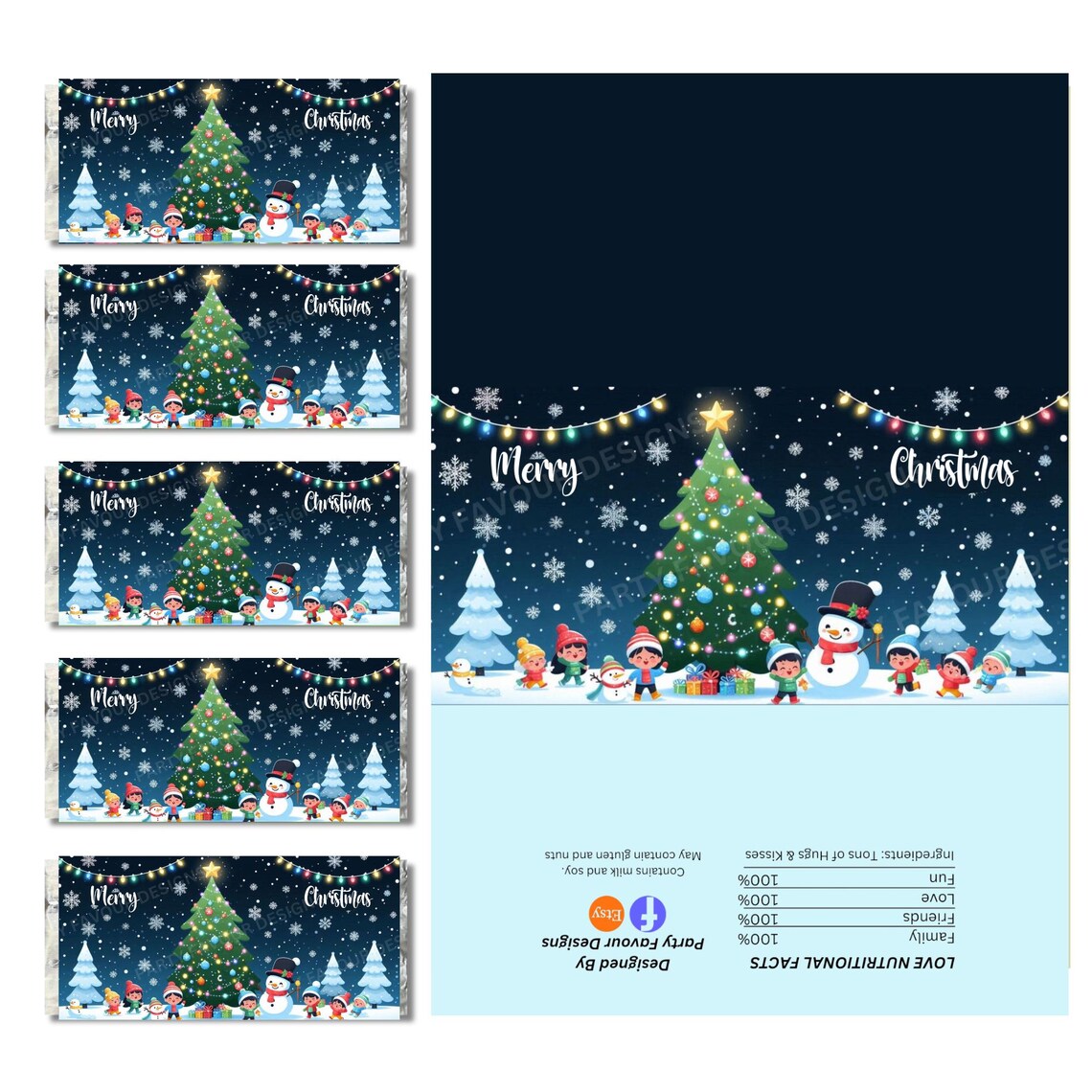 Digital Christmas Theme / Personalised Chocolate Labels 1 - Etsy