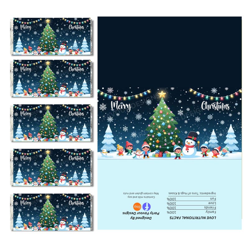 Digital Christmas Theme / Personalised Chocolate Labels 1 - Etsy