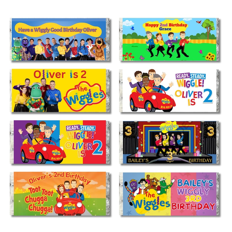Digital the Wiggles Birthday Theme / Personalised Chocolate Labels ...