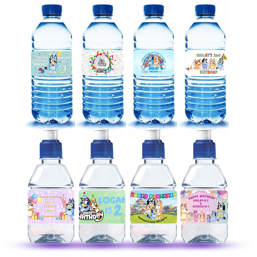 Digital Bluey Personalised Water/pop Top Label. - Etsy