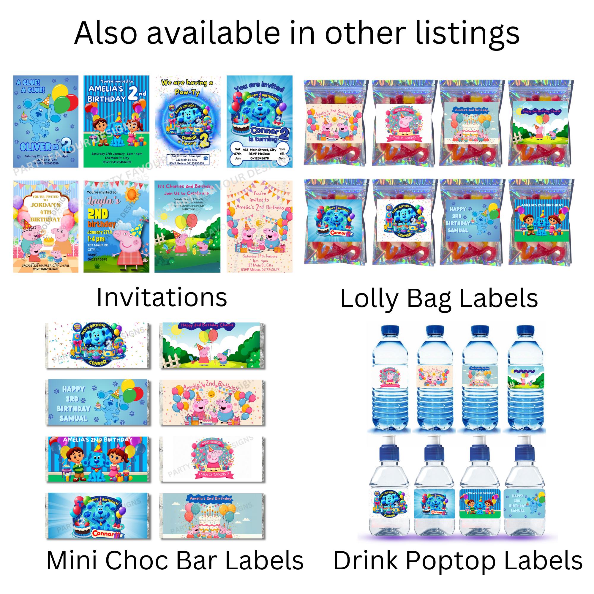 Digital Peppa Pig. Blues Clues Theme / Personalised Lolly Bag, Box ...