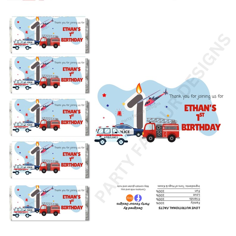 Hard Copy Fire Engines, Ambulance, Police, Emergency Birthday Theme ...