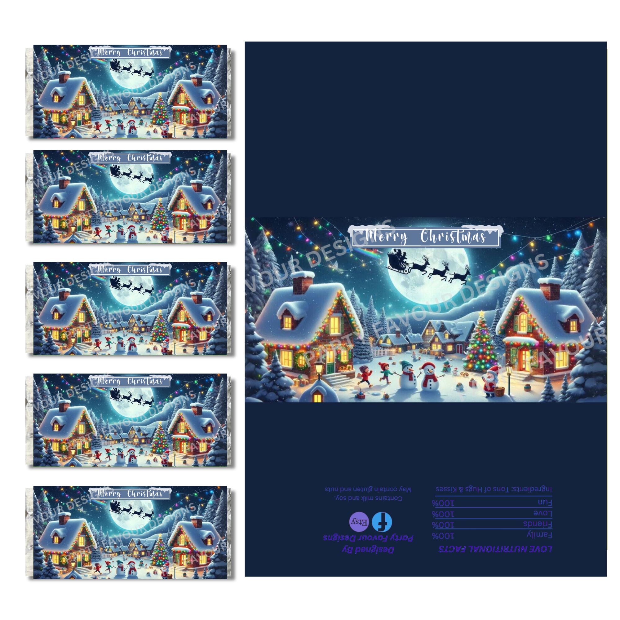 Digital Christmas Theme / Personalised Chocolate Labels 1 - Etsy
