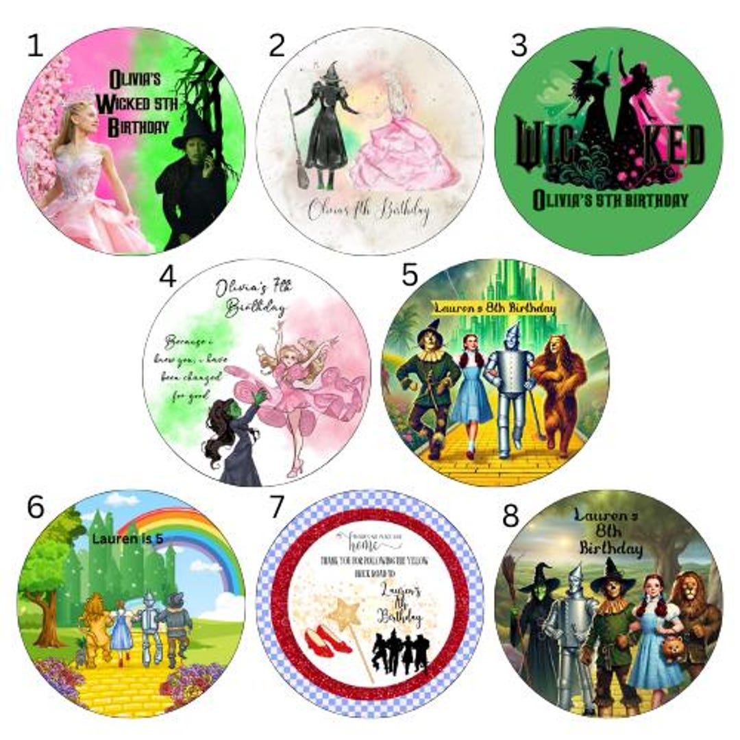 Digital Copy Wicked. Wizard of Oz Theme Personalised Round Labels - Etsy