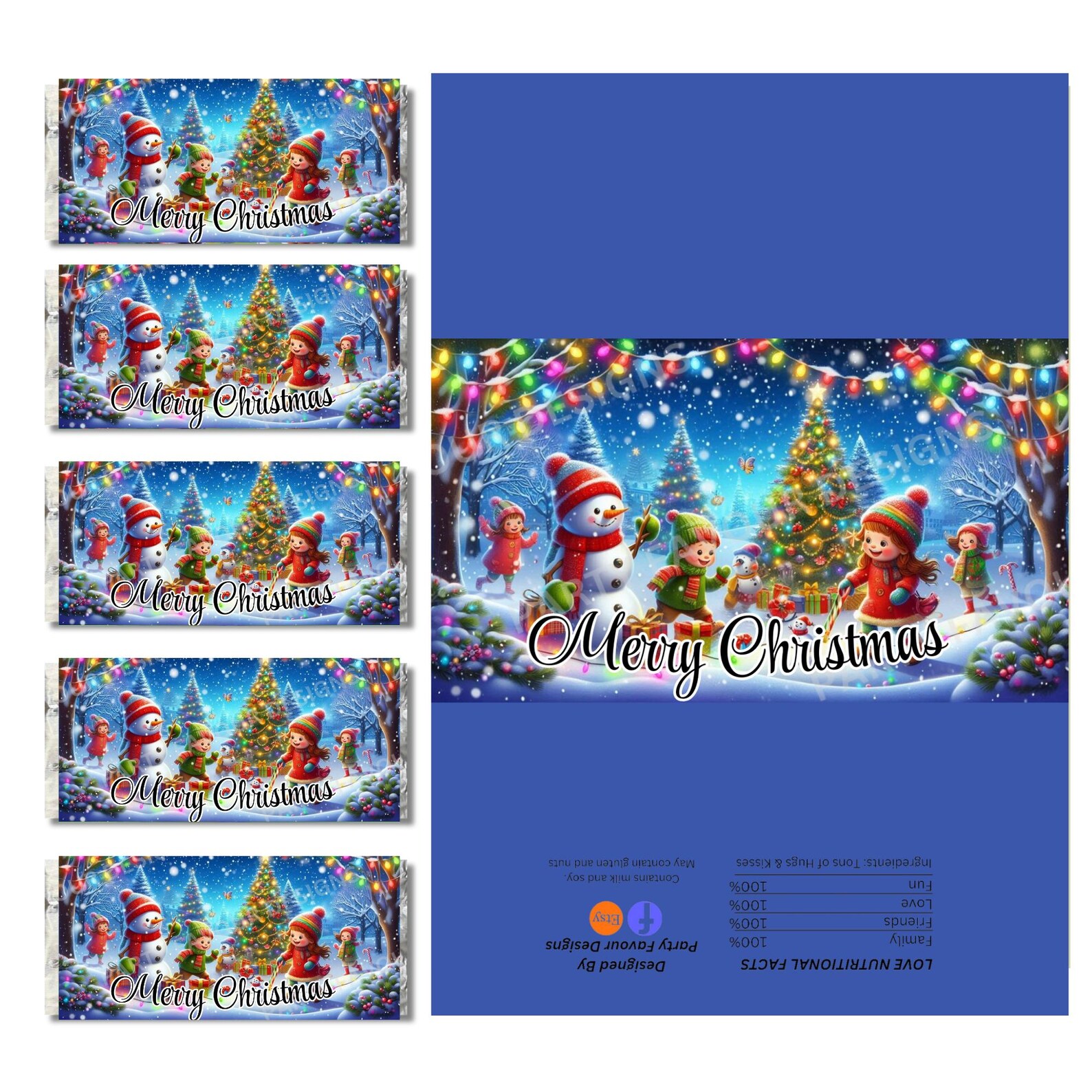Digital Christmas Theme / Personalised Chocolate Labels 1 - Etsy