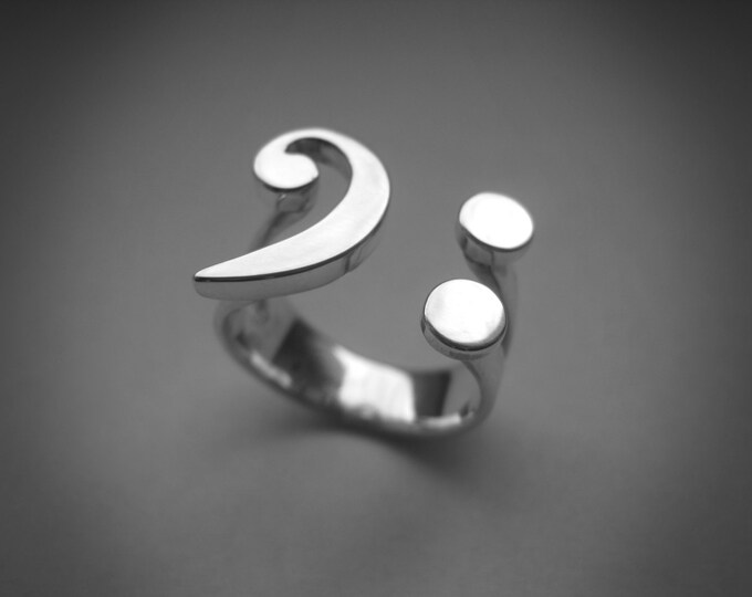 Sterling Silver Bass Clef Ring, F Clef Ring, C Clef Ring, Gift for ...