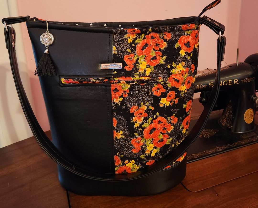 Vinyl and Fabric Bucket Bag - Etsy