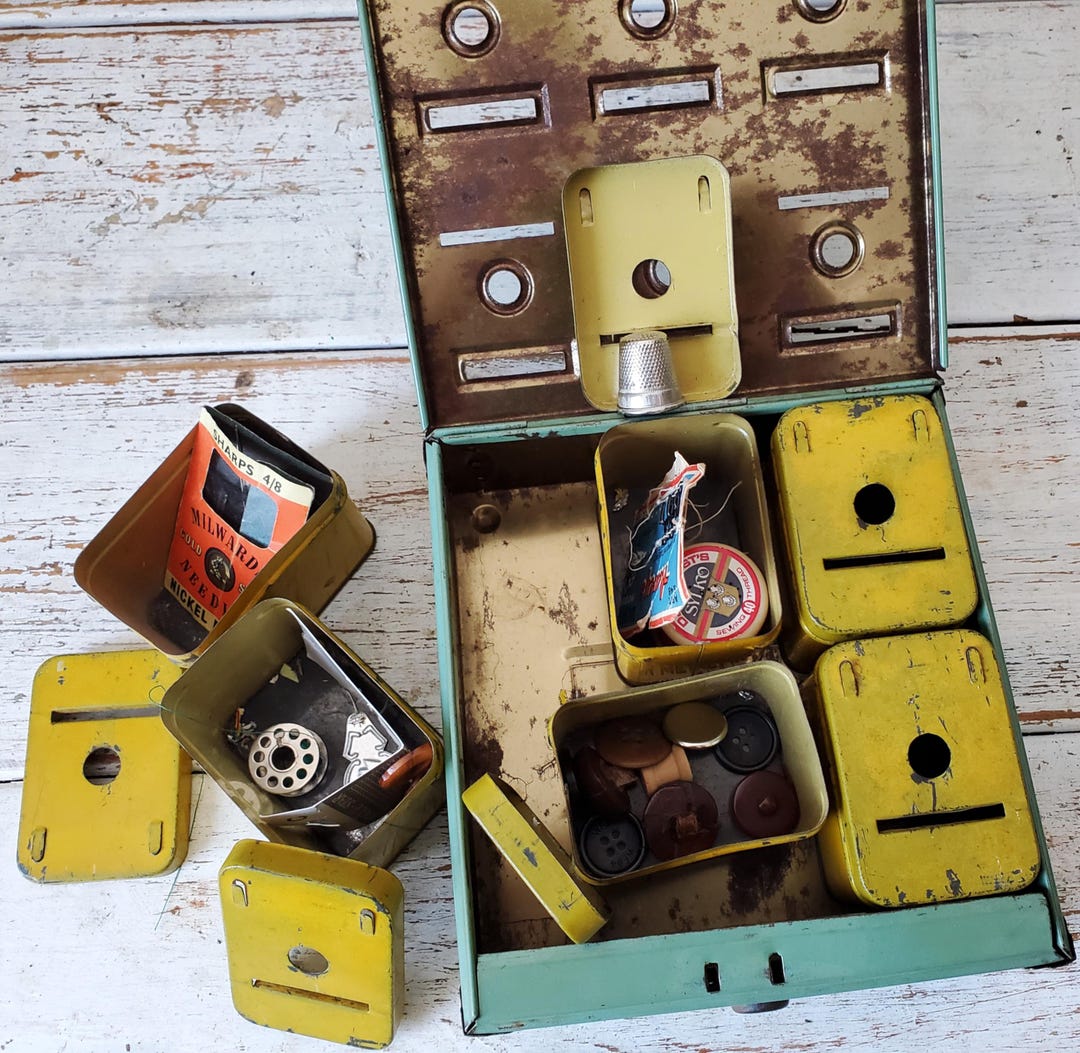 1960's Home Money Bank Funky Desk Organiser Storage Tins Ideal for ...