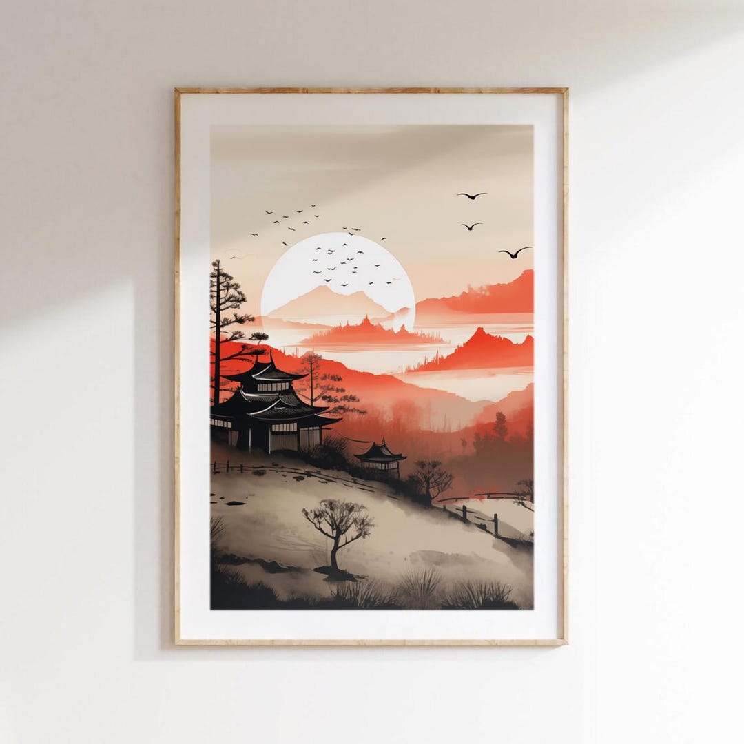 Japanese Temple Wall Art Pagoda Poster Asian Wall Print Digital ...