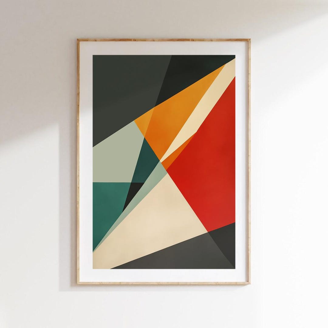 Retro Modern Art Print, Abstract Geometric Poster, Digital Wall Art for ...