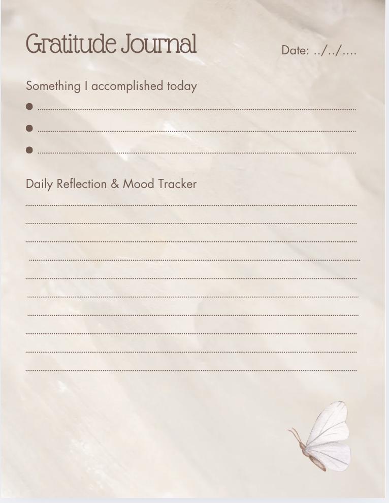 Printable Gratitude Journal Template – Daily Affirmations, Reflection ...